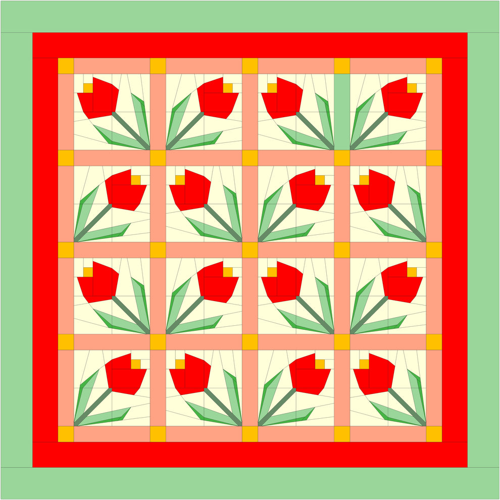 Tulip Time FPP Quilt Block – Cotton Splendor